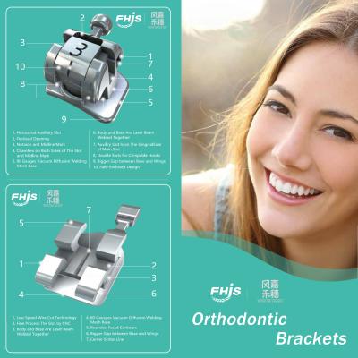 China Dental Ceramic Orthodontic Brackets Roth/MBT System with 022/018 Slot Size and 80 Gauge Foil Mesh for sale
