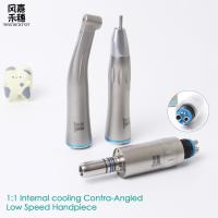 China Dental Low Speed Handpiece 1:1 Contra Angle Straight Set Internal Water 370000 RPM for sale