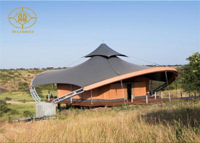China Double Split Top Cover Luxury Resort Tents Gray Yellow Lightweight PVDF Material for sale