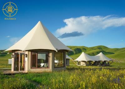 China Cone Shaped Weatherproof Luxury Glamping Tents with Wooden Flooring for sale