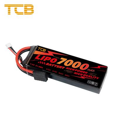 China 65C RC Car Lipo Battery 2S / 3S / 4S 7000mAh Lipo Battery For RC Climbing Off Roader for sale