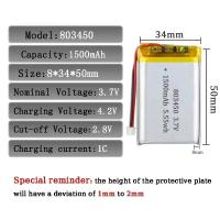 China 803450 Pouch Lithium Ion Battery High Capacity 3.7 V 1500mAh Li Ion Battery for sale