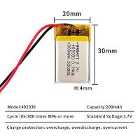 China Customizable Pouch Lithium Ion Battery 1S1P 200mAh 3.7V Battery With JST PH Connector for sale