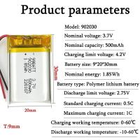 China 902030 Pouch Lithium Ion Battery Customizable 3.7 V 500mAh Rechargeable Battery for sale