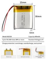 China 602530 Pouch Lithium Ion Battery 1S1P 3.7 V 400mAh Lipo Battery With JST PH Connector for sale