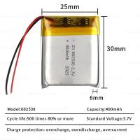China 602530 Pouch Lithium Ion Battery 1S1P 3.7 V 400mAh Lipo Battery With JST PH Connector for sale