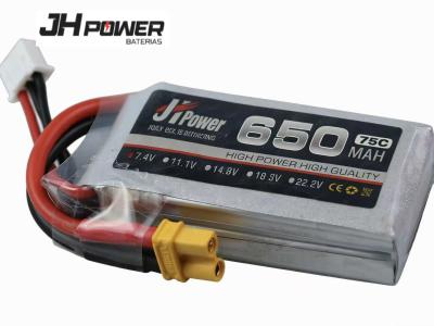 China FPV Drone Battery 2S 7.4V 650mAh 75C Discharge Rate Lipo Battery for Racing Drones for sale