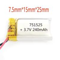 China 2/5/10/20 Pcs 3.7V 240mAh Lithium Polymer Ion Battery 2.0mm JST Connector Battery Size 7.5mm*15mm*25mm for sale