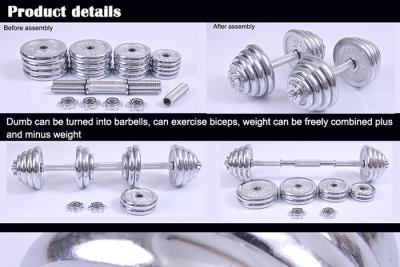 China Adjustable Electroplated Dumbbell Set 10-30KG for Gym Home Fitness for sale