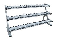 China Steel Double Barbell Three Tier Dumbbell Rack For 15 Pairs for sale