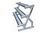 China Steel Double Barbell Three Tier Dumbbell Rack For 15 Pairs for sale