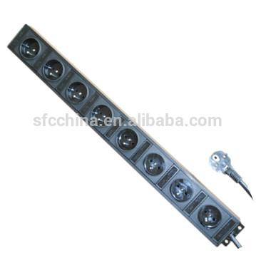 China Type E 8 Way Power Outlet Strip 16A 250V France Power Distribution Unit Extension Cord for Workbench for sale