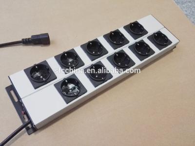 China 10 Outlet German Socket Power Distribution Unit with 2m Extension Cord 16A 250V for sale