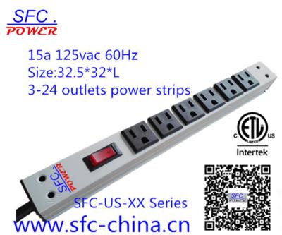 China USA Nema 5-15R 3-24 Outlet Power Strip 3 Phase PDU Easy Mounting for sale