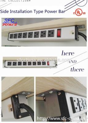 China Industrial Bench Power Strip Side Installation 8 Outlet 15A 125V for sale