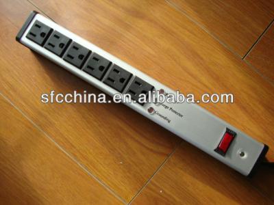 China UL Approved Aluminum Alloy 6-Outlet Power Strip Surge Protector 1800W 15A Circuit Breaker for sale