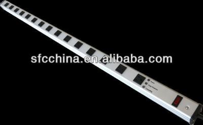 China UL Approved 16-Outlet Aluminum Alloy Power Strip Surge Protector 1800W 15A Circuit Breaker for sale