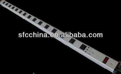 China UL Approved Aluminum Alloy 15-Outlet Power Strip Surge Protector 1800W 15A Circuit Breaker for sale