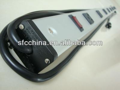 China UL Approved 15A Rocker Switch Circuit Breaker Aluminium Alloy 8 Outlet Power Strip for sale