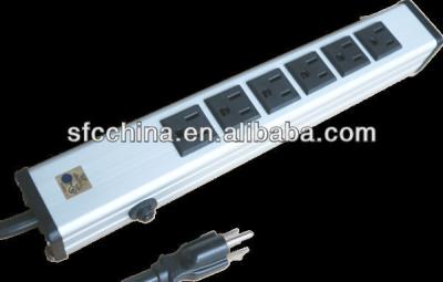 China UL Approved 15A 6 Outlet Aluminum Power Strip with Circuit Breaker SFC306-612B for sale