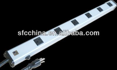 China UL Approved 15A 6 Outlet Power Strip Aluminum Alloy SFC306-724B with Circuit Breaker for sale