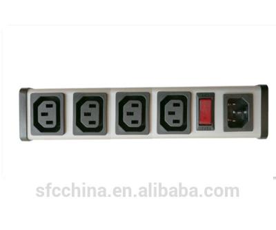 China IEC 60320 C13 C14 PDU Power Strip 4 Outlets 10A 230V Vertical Rack Mount Metal Enclosure Circuit Breaker for sale