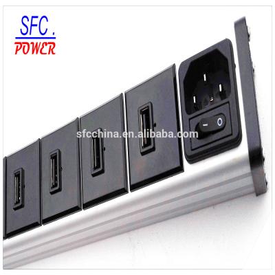 China ETL FCC CE Approved Aluminum Alloy 5V 2.1A USB 4 Port Charger with Switch for sale