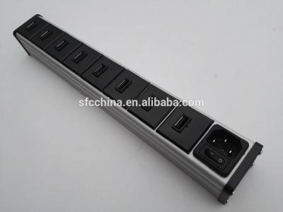 China ETL Approved Aluminum Alloy 5V 2.1A USB 8 Port Smart Power Strip for sale