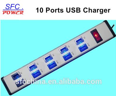 China 10 Port USB Charging Station 5V 2.4A Smart Fast Charger for iPad iPhone MP3 for sale