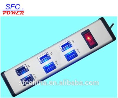 China 5V 2.4A 6-Port USB Charging Station for iPad Mobile MP3 Multi-Device Charger for sale