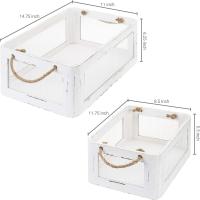 China Multifunctional Vintage White Wooden Storage Box with Handles and Mesh Wire Side Panels for sale