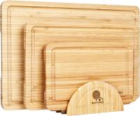 China Set of 3 Bamboo Cutting Board with Holder Chopping Blocks OEM ODM Accepted for sale