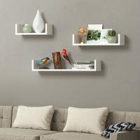 China NO Inflatable U-Shaped Floating Mounted Wood Wall Shelf Pack Of 3 50Cm 35Cm 25Cm Kitchen for sale