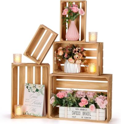 China 5 Pcs Decorative Nesting Wooden Crates for Storage and Display Pastoral Wind Concept for sale