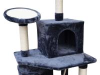 China Living Room Furniture Dark Grey 4 Platforms 64 Inches Cat Tree With 2 Bed Cubes Play House for sale