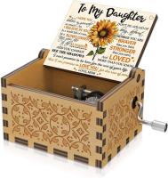 China U R My Sunshine Sunflower Music Box Environmental Wooden Engraved Colorful Laser for sale