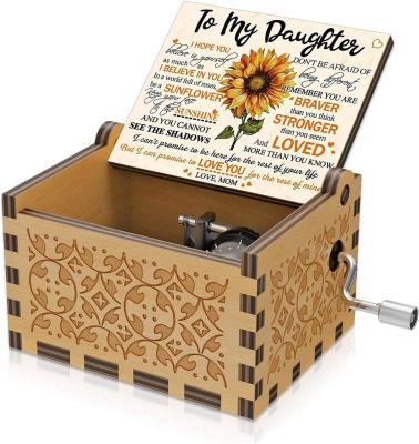 China U R My Sunshine Sunflower Music Box Environmental Wooden Engraved Colorful Laser for sale