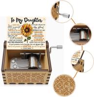 China U R My Sunshine Sunflower Music Box Environmental Wooden Engraved Colorful Laser for sale