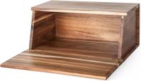 China Wooden Bread Box All In One Piece Organizer For Kitchen Assembly Natural Vintage Bread Food Storage Bin Container for sale