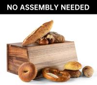 China Wooden Bread Box All In One Piece Organizer For Kitchen Assembly Natural Vintage Bread Food Storage Bin Container for sale