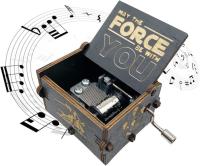China Rectangle Personalized Vintage Laser Engraved Star Wars Wooden Hand Crank Musical Box for sale
