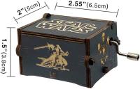 China Rectangle Personalized Vintage Laser Engraved Star Wars Wooden Hand Crank Musical Box for sale