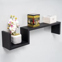 China S Shape Design Black Decor Wood Floating Shelves Wall Shelves for Bedroom for sale