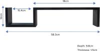 China S Shape Design Black Decor Wood Floating Shelves Wall Shelves for Bedroom for sale