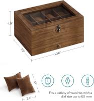 China Handmade 8-Slot Rustic Walnut Wood Watch Box 2-Tier Display Case With Large Glass Lid for sale