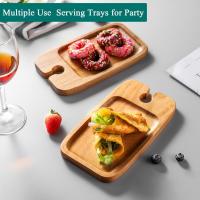China Stocked Kitchen Set 2 Acacia Wooden Serving Trays with Wine Holder and Cheese Boards for sale