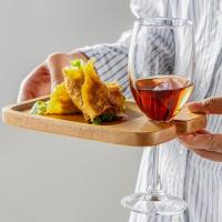 China Stocked Kitchen Set 2 Acacia Wooden Serving Trays with Wine Holder and Cheese Boards for sale