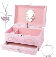 China Gift Package Custom Princess MDF Pink Ballerina Theme Musical Jewelry Box for Girls for sale