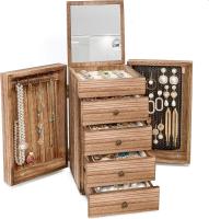 China Environmental 5-Layer 4 Drawers Large Wood Organizer Box With Mirror Wood Jewelry Box for sale