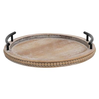 China Home Restaurant Bar Hotel Wedding Wooden Plain Color Serving Tray with Handle Decorative for sale